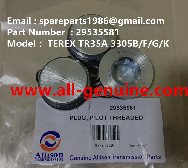 ALLISON TRANSMISSION 29535581 PLUG TEREX NHL DUMP TRUCK TR35 TR50 TR60 ...