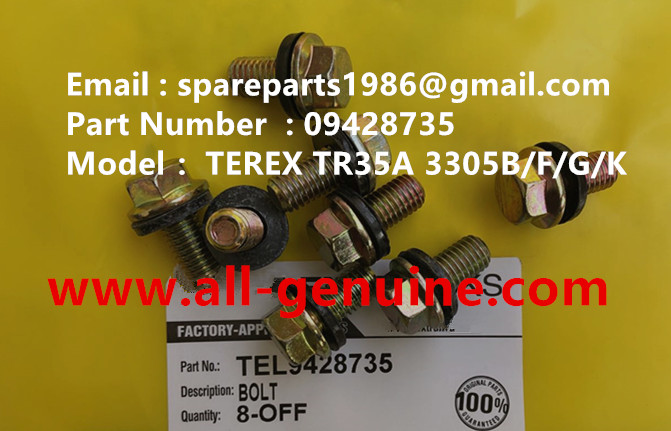 09428735 BOLT TEREX NHL SANY TR35A 3303 3305 3307 TR50 TR60 TR100 ...